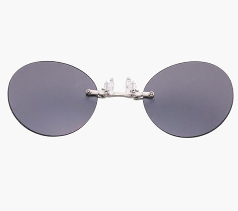 Men's Morpheus' Round Rimless Clip On The Matrix ' Metal Sunglasses ...